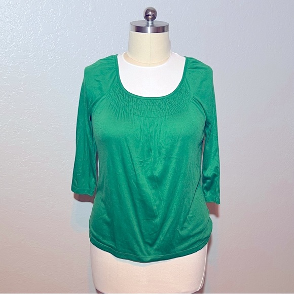 AB Studio | Tops | Ab Studio Dark Green Gathered Neck Top | Poshmark